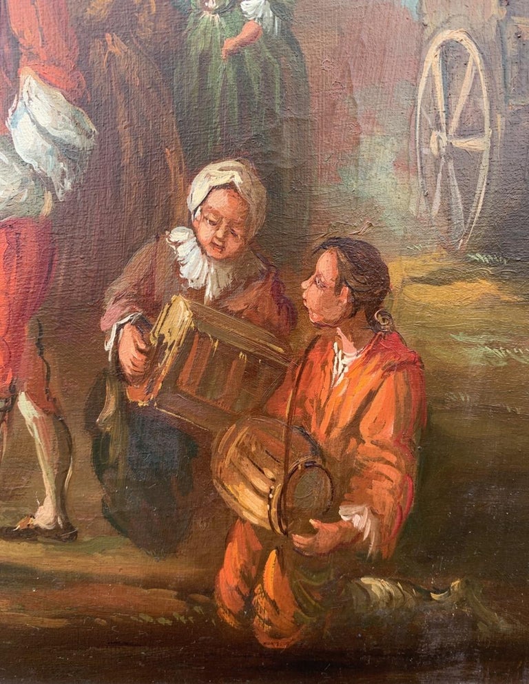 Unknown - 19th century French figure painting - Dancing scene - Oil on ...