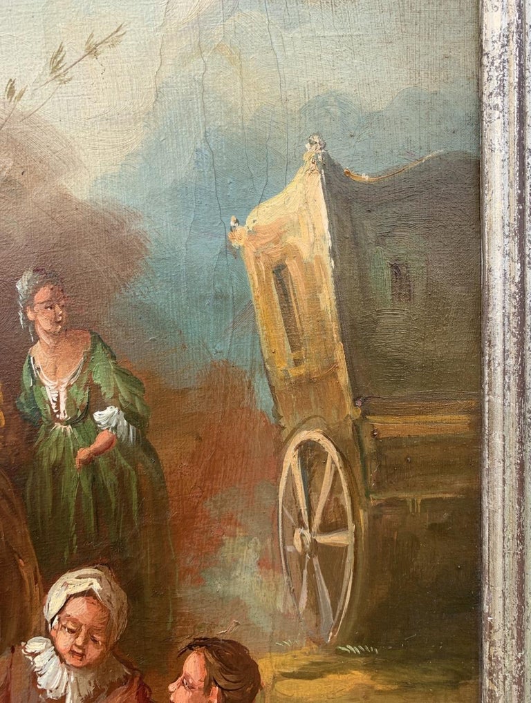 Unknown - 19th century French figure painting - Dancing scene - Oil on ...