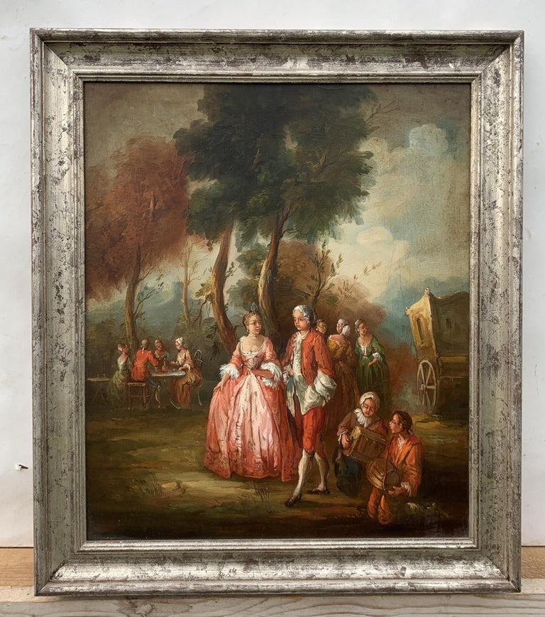 Unknown - 19th century French figure painting - Dancing scene - Oil on ...