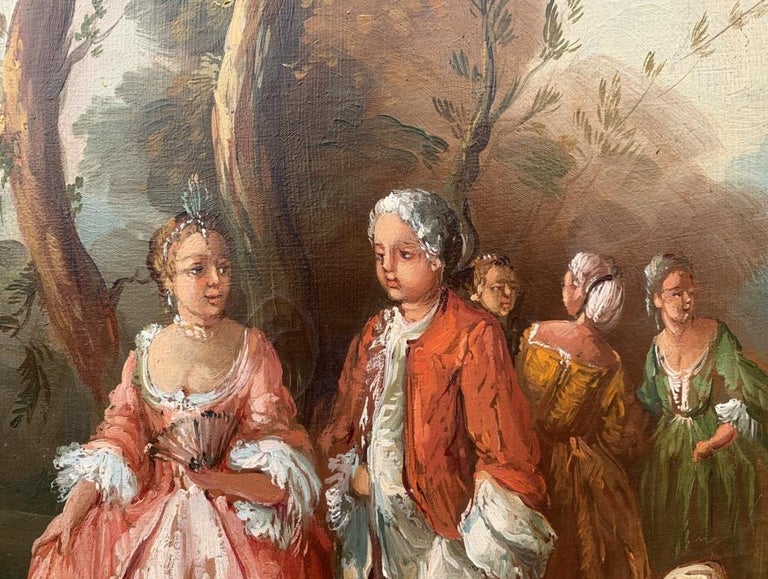 Unknown - 19th century French figure painting - Dancing scene - Oil on ...