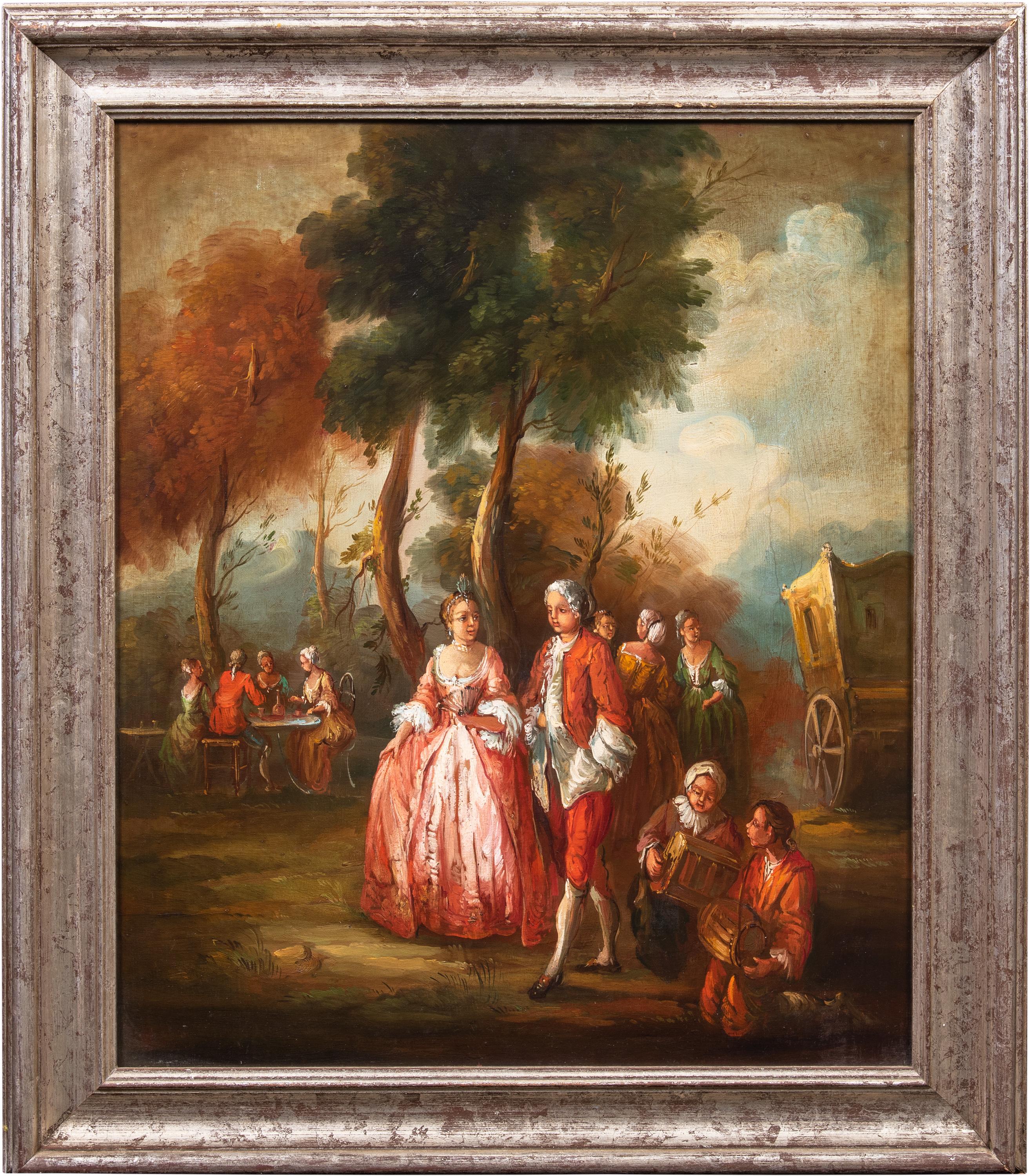 Unknown - Pintura francesa de figuras del siglo XIX - Escena de baile ...