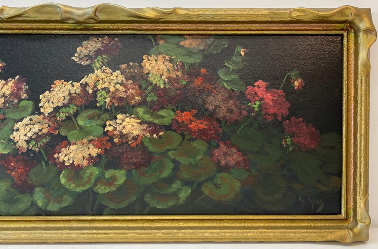 Unknown - 19th Century George Gibbs "Geraniums" Still Life Oil Painting ...