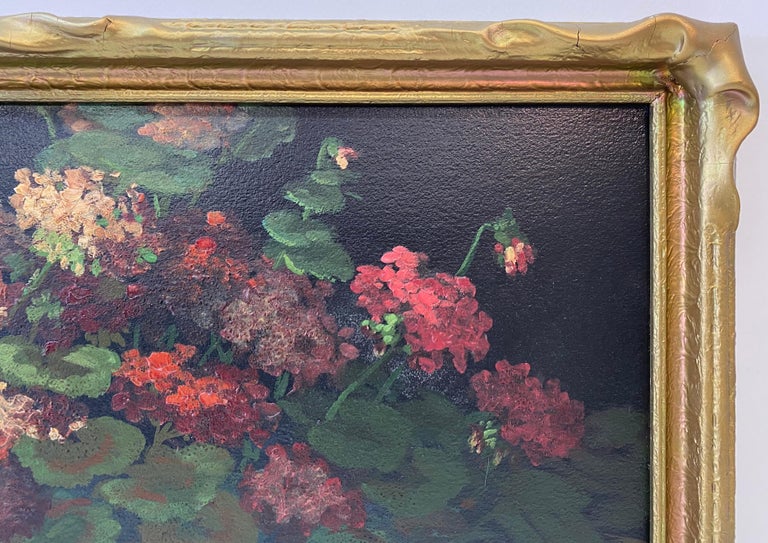 Unknown - 19th Century George Gibbs "Geraniums" Still Life Oil Painting ...