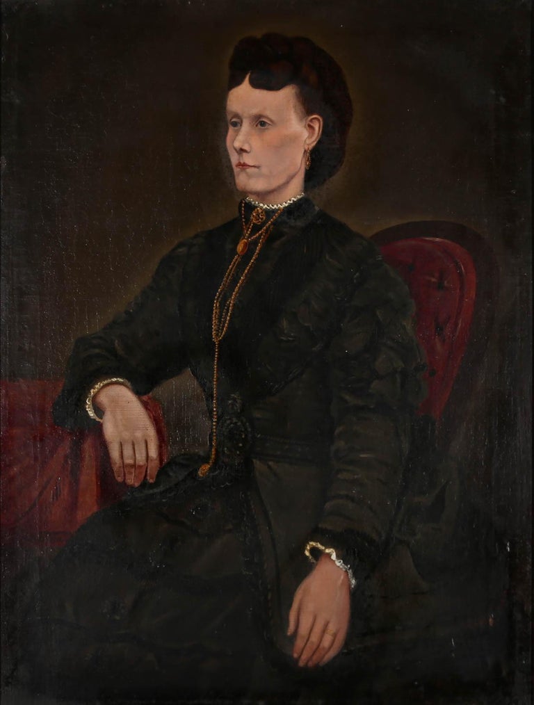 Unknown - 19th Century Oil - Seated Victorian Lady For Sale at 1stDibs