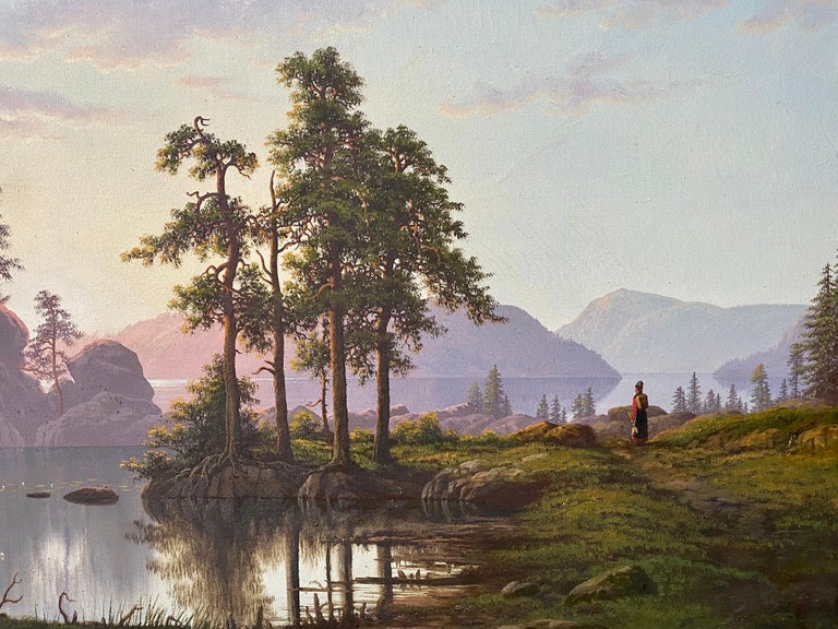 Unknown - 19th century Romantic landscape painting - Mountains and ...
