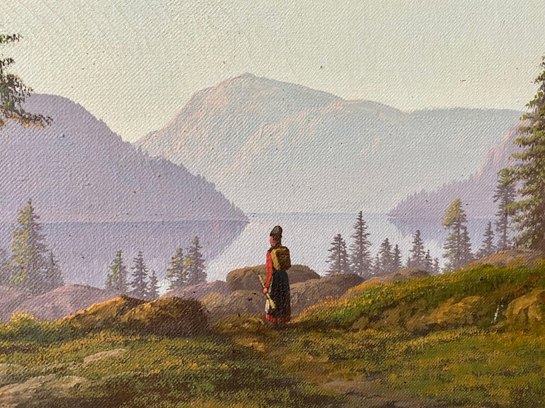 Unknown - 19th century Romantic landscape painting - Mountains and ...