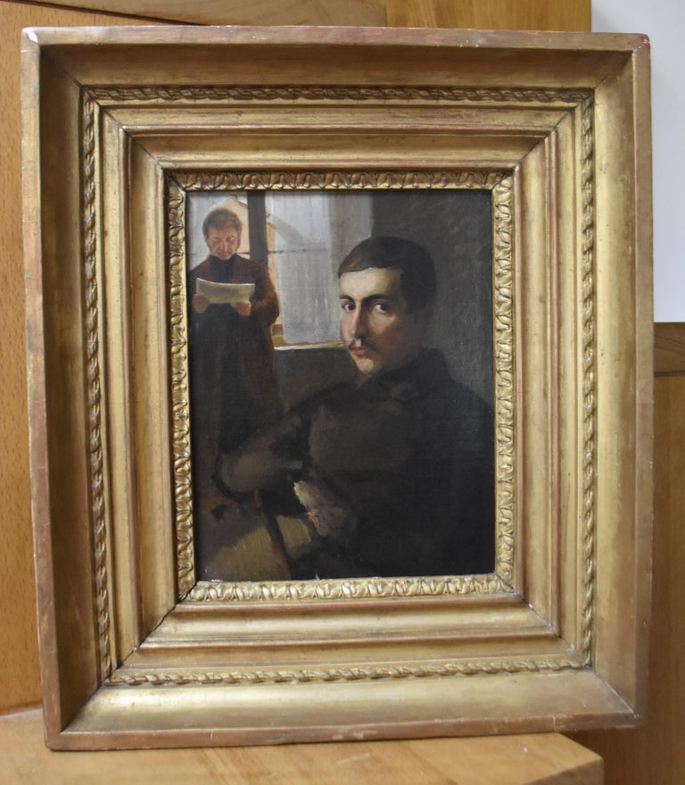 Unknown - 19th Century, Two men in an interior, a double portrait, oil ...