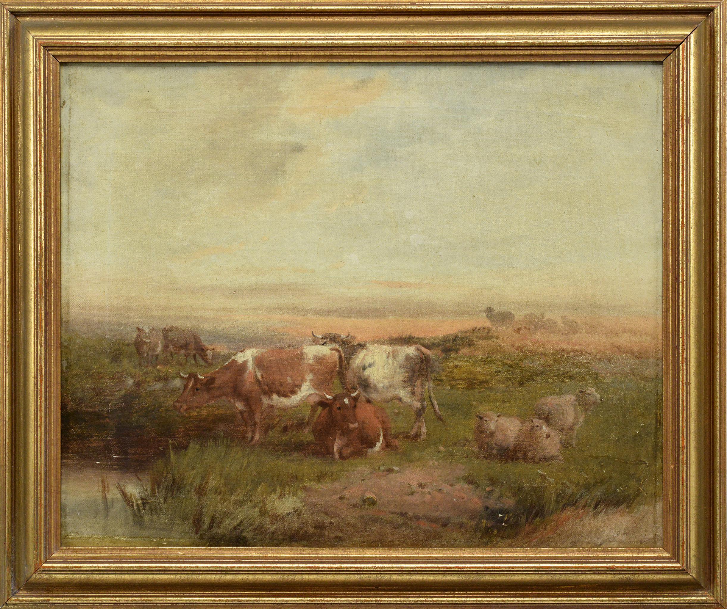 Unknown - 19th Century Victorian Animalier Pastoral Landscape Cows ...