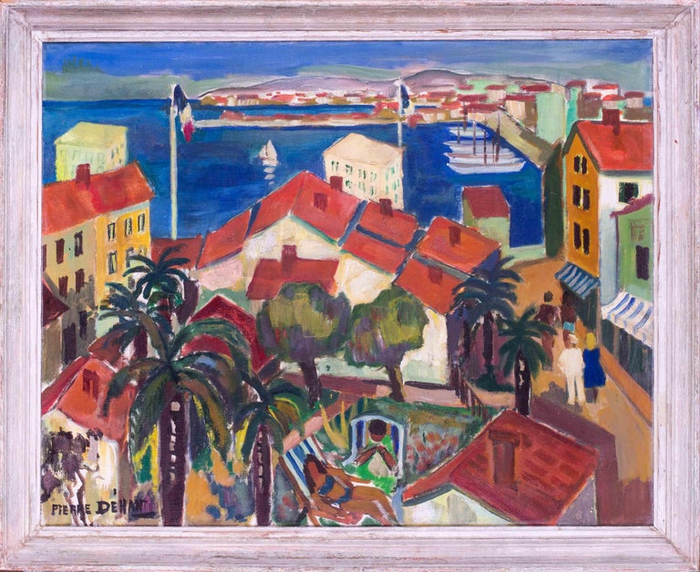 Unknown - 20th Century Post Impressionist oil painting of a busy town ...