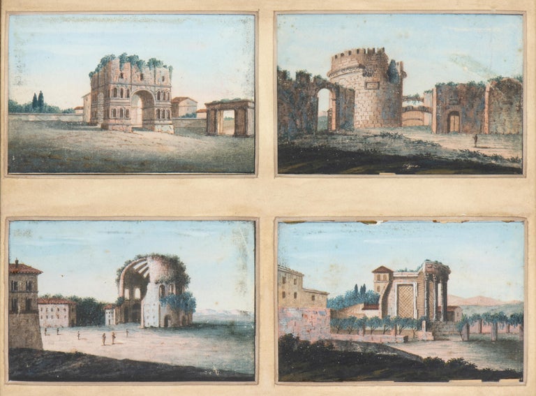 Unknown - 4 Views of Roman Site Tempera on Paper Painting Grand Tour ...