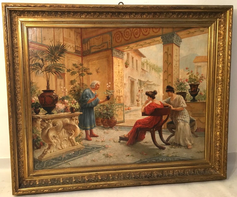 Unknown - A Pair of Historical Genre Paintings on Roman Models Ettore Forti style 1940 at 1stDibs