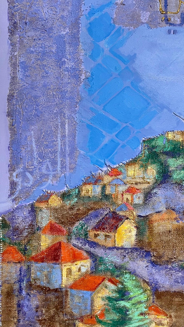 Unknown - Abstract Landscape Arabic Mixed Media Colorful Collage ...