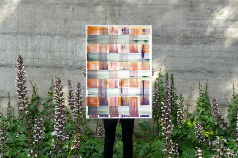 Unknown - Abstract Painting of Colorful Grid Pattern in Warm Tones ...
