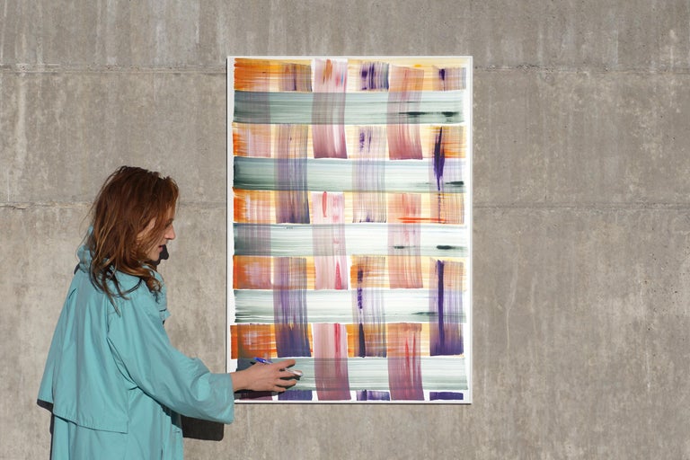 Unknown - Abstract Painting of Colorful Grid Pattern in Warm Tones ...