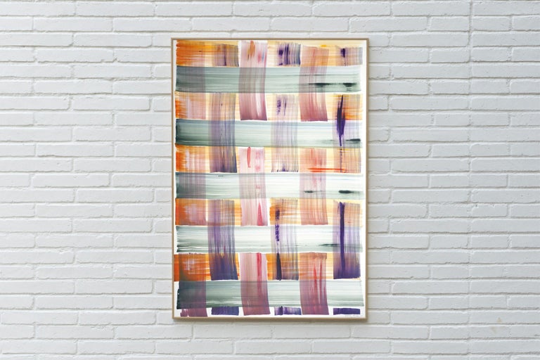 Unknown - Abstract Painting of Colorful Grid Pattern in Warm Tones ...