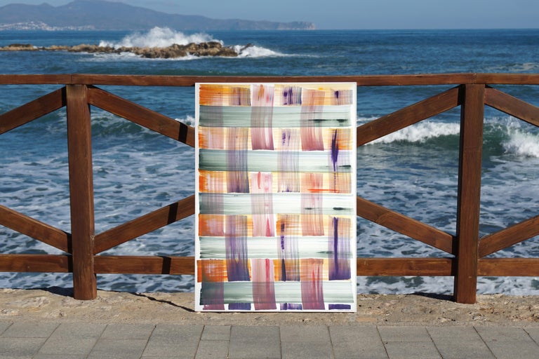 Unknown - Abstract Painting of Colorful Grid Pattern in Warm Tones ...