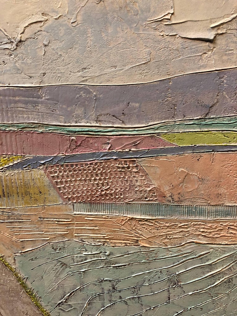 Unknown - Abstract Textured Landscape Large Oil Painting Pastel Tones ...
