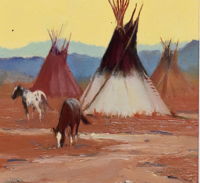 Unknown - American Impressionist Western Native American Camp Teepee ...