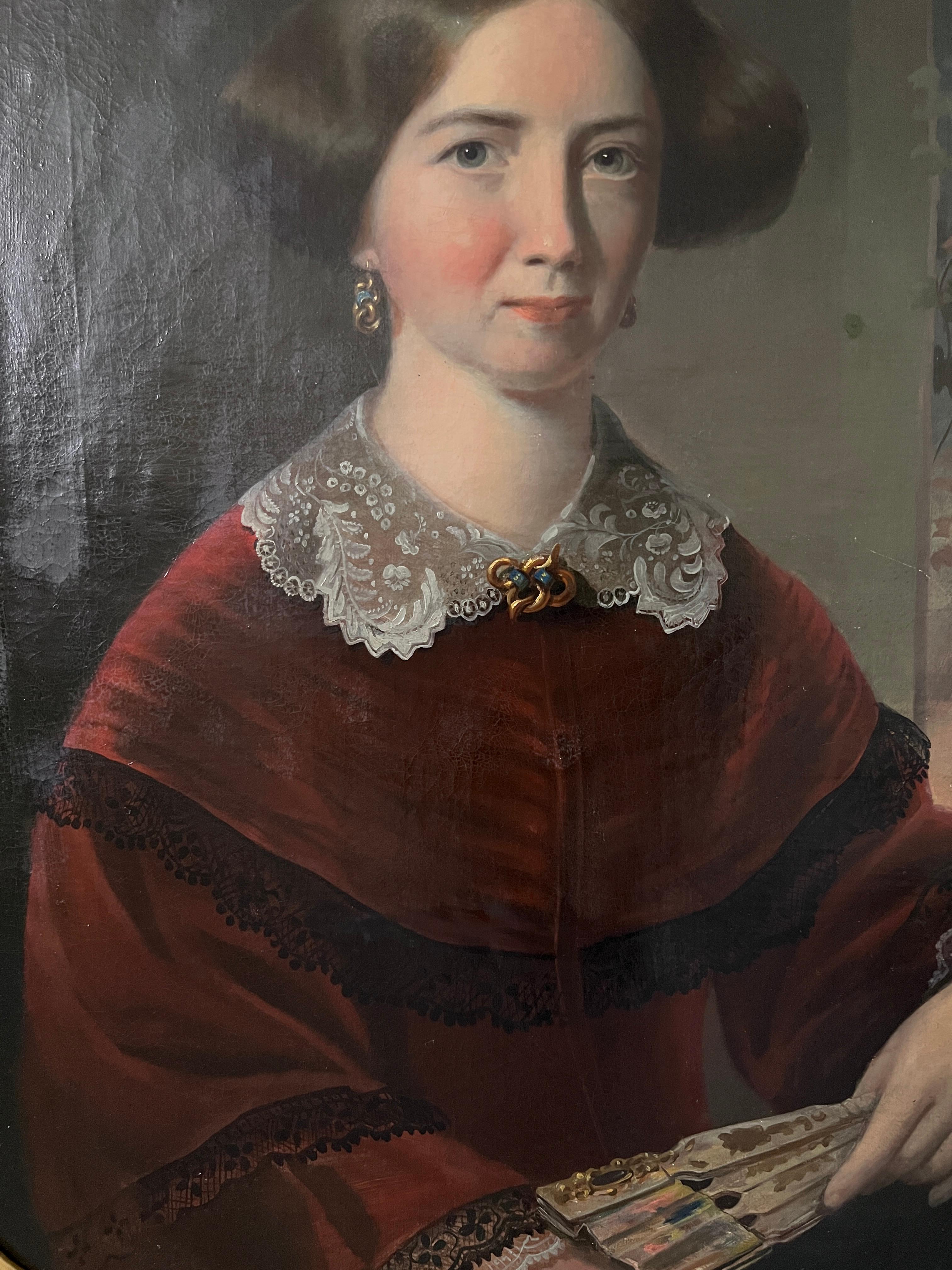 Unknown - AMERICAN SCHOOL 19th C. Antique oil painting on canvas ...