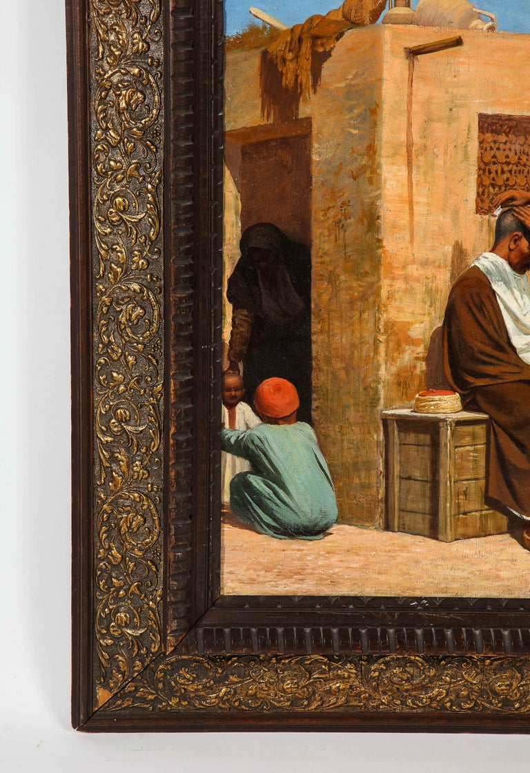 Unknown - An Exceptional Orientalist Oil Painting "The Barber", Cairo ...