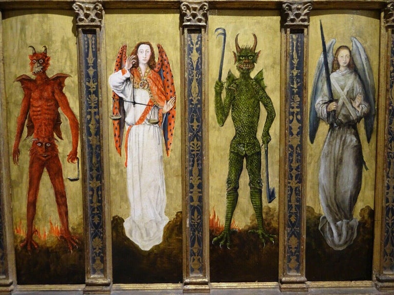 Unknown - Angels and Demons Quadtych Satan and Archangel Renaissance ...