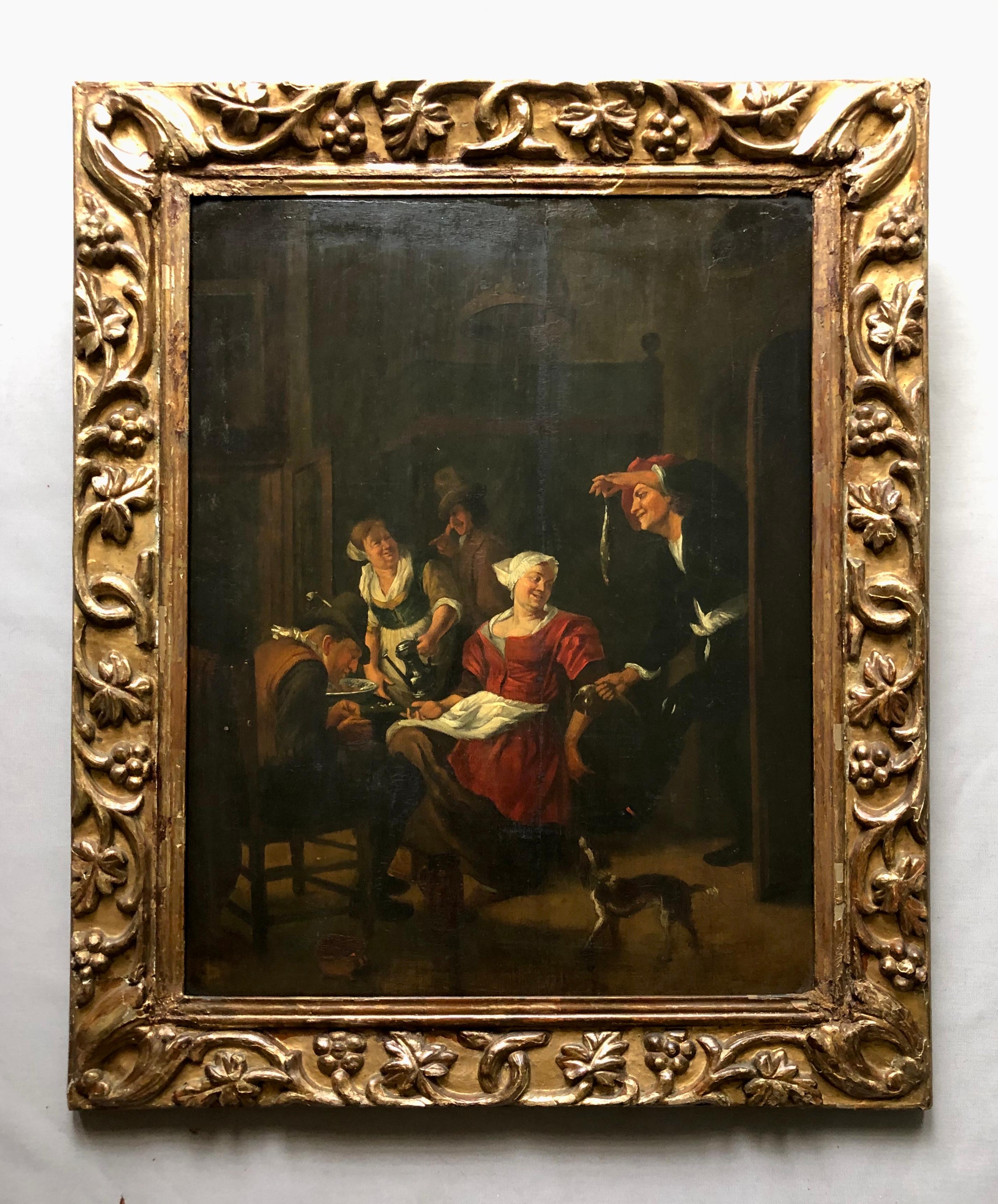 Unknown - Animated Scene In The Kitchen, Oil On Parquet Panel, 18th ...