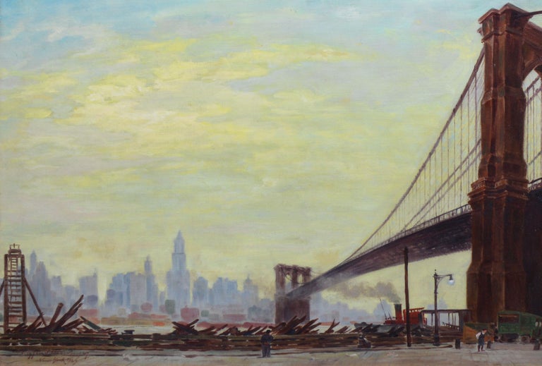 Unknown - Antique American School Large Impressionist Oil Painting of ...