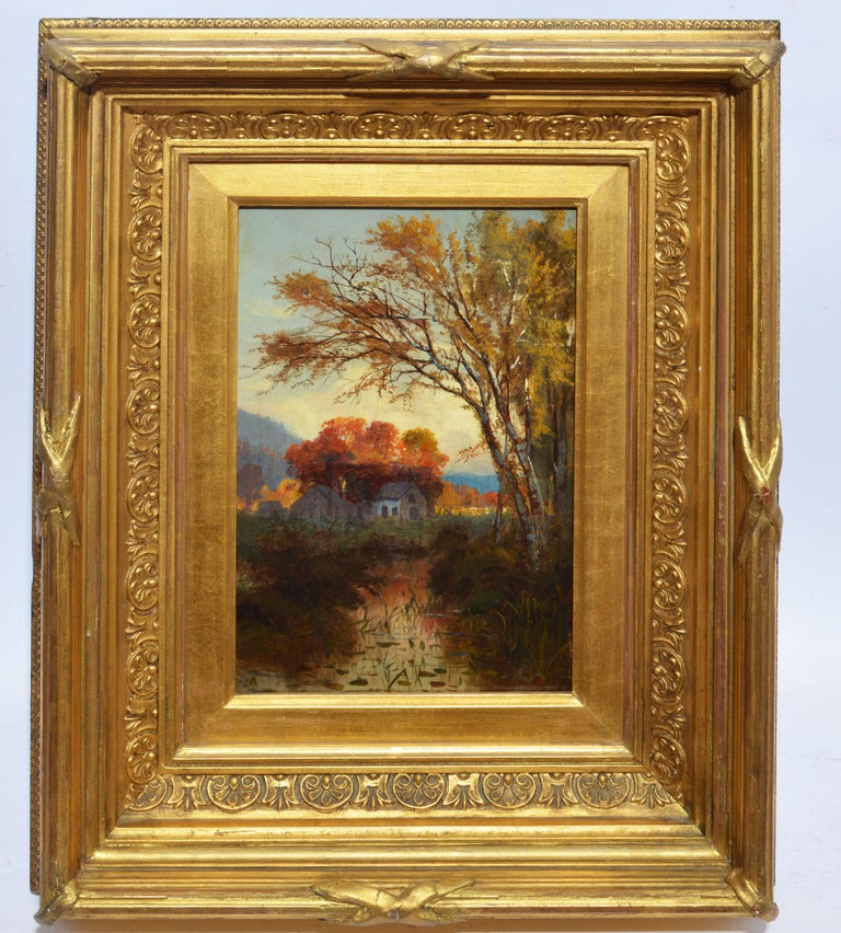 Unknown - Antique American School Pre-Raphaelite Sunlit Landscape Oil ...
