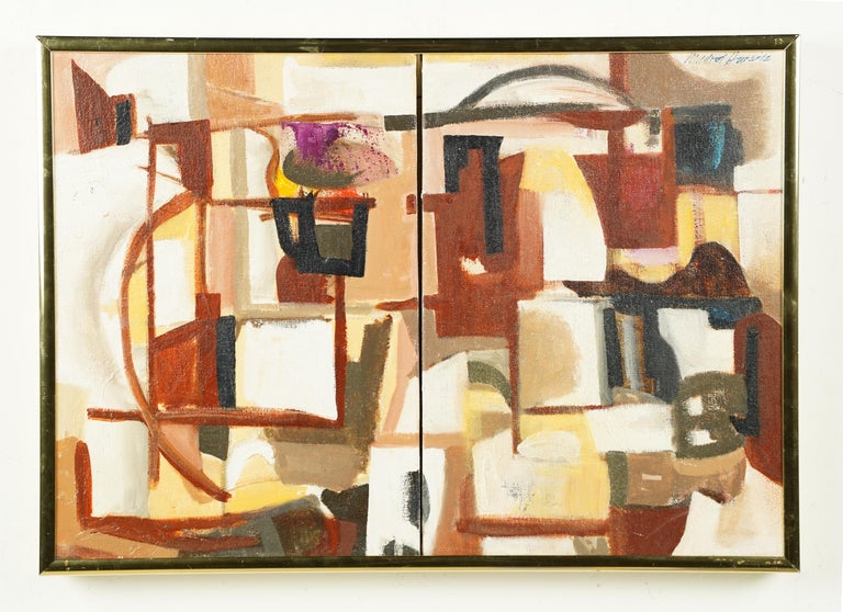 Unknown - Antique American School Signed Abstract Expressionist Framed ...