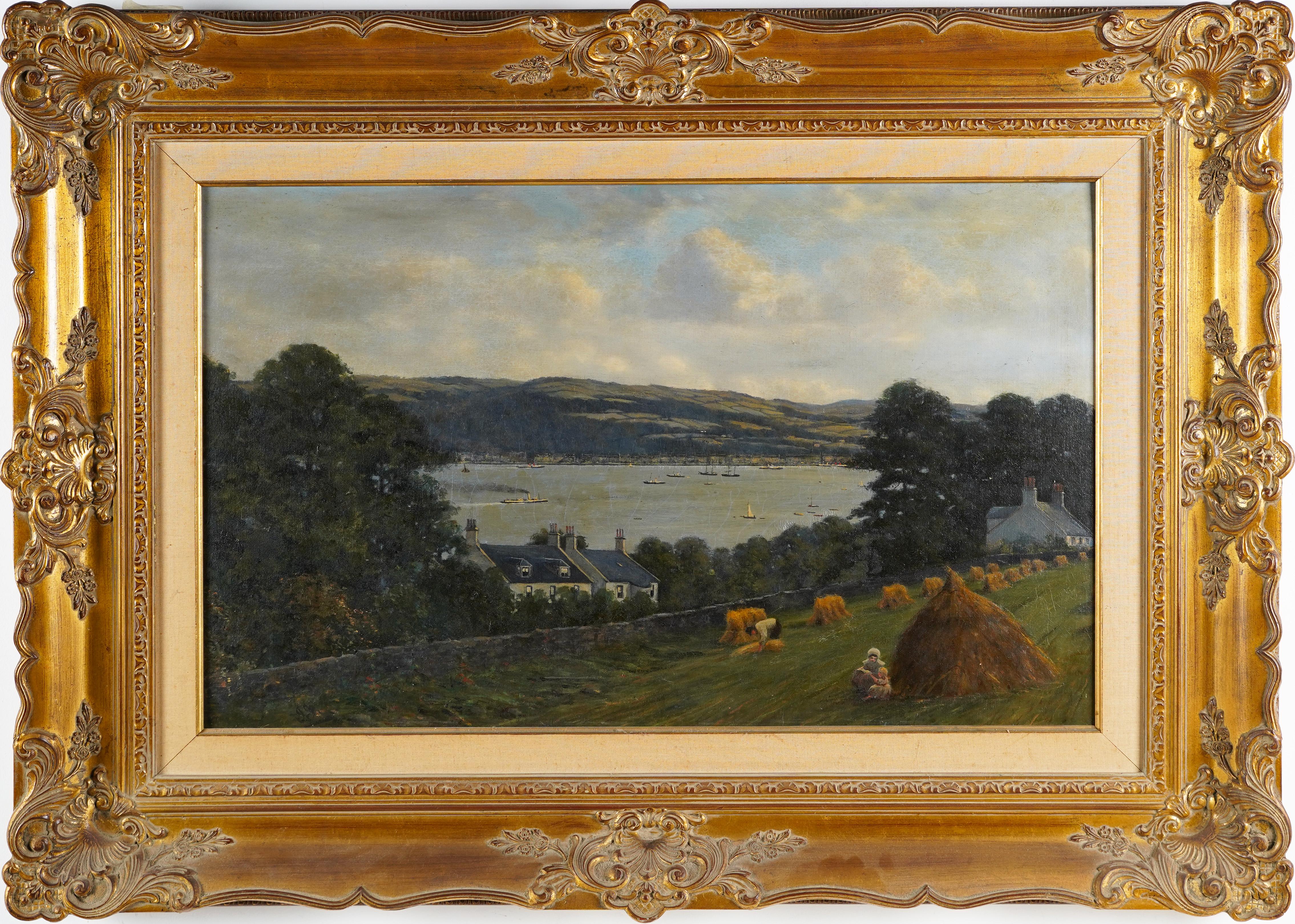 Unknown - Antique American Hudson River School Sunset Landscape by ...