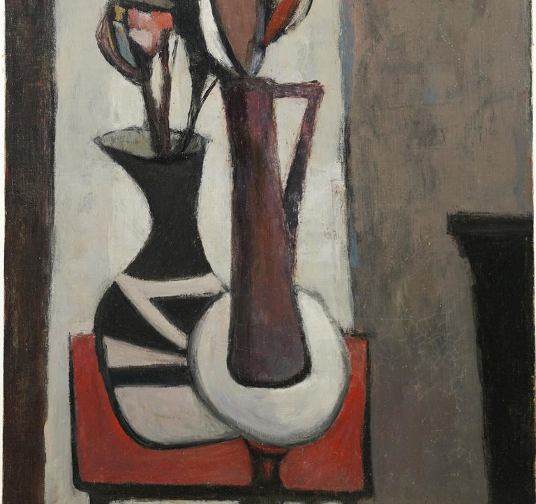 Unknown - Antique American School Signed Cubist Modern Flower Still ...