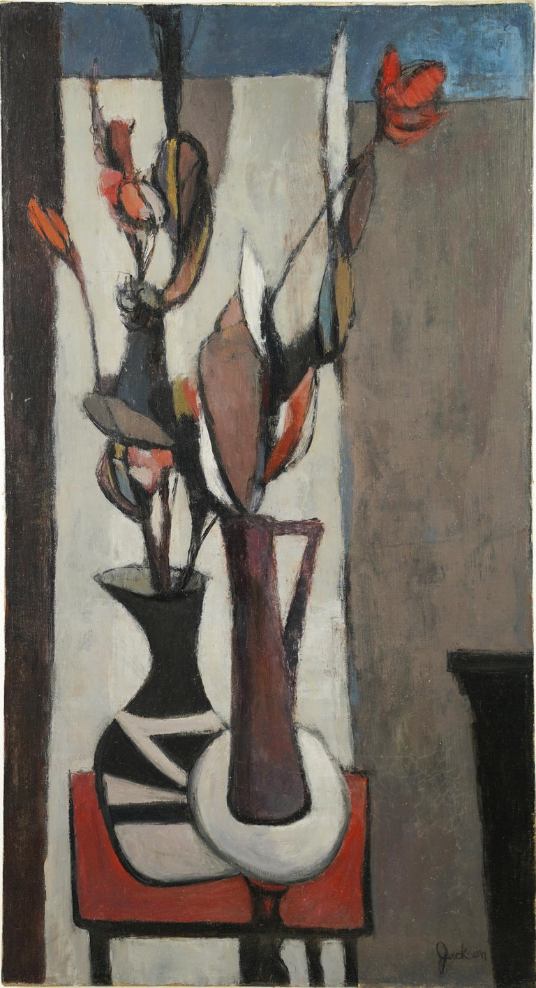 Unknown - Antique American School Signed Cubist Modern Flower Still ...