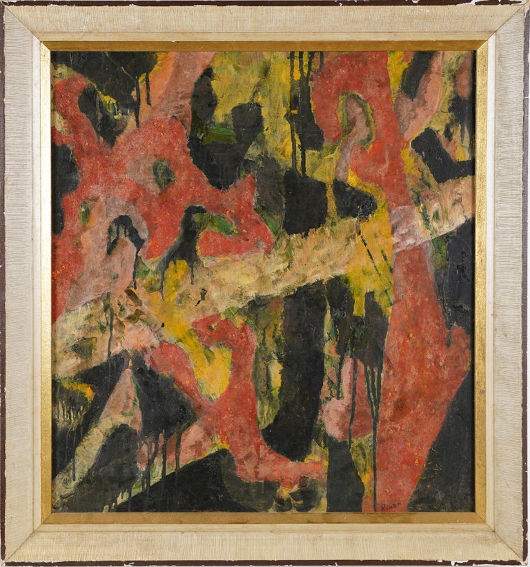 Unknown - Antique American School Signed Framed Pink Abstract ...