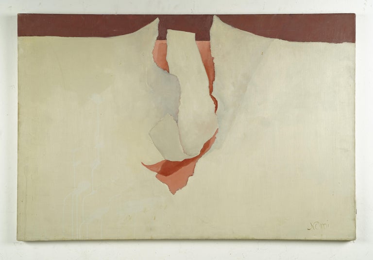 Unknown - Antique American School Signed Trompe L'Oeil Torn Paper Abstract Oil Painting For Sale ...