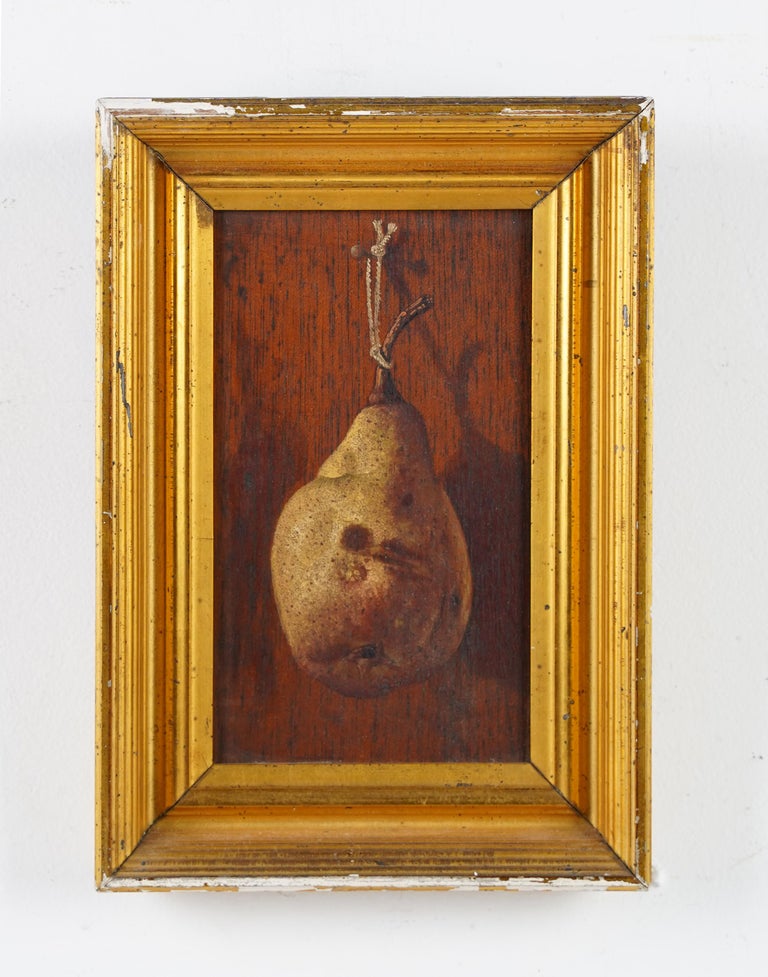 Unknown - Antique American School Trompe L'Oeil Pear Still Life 19th ...