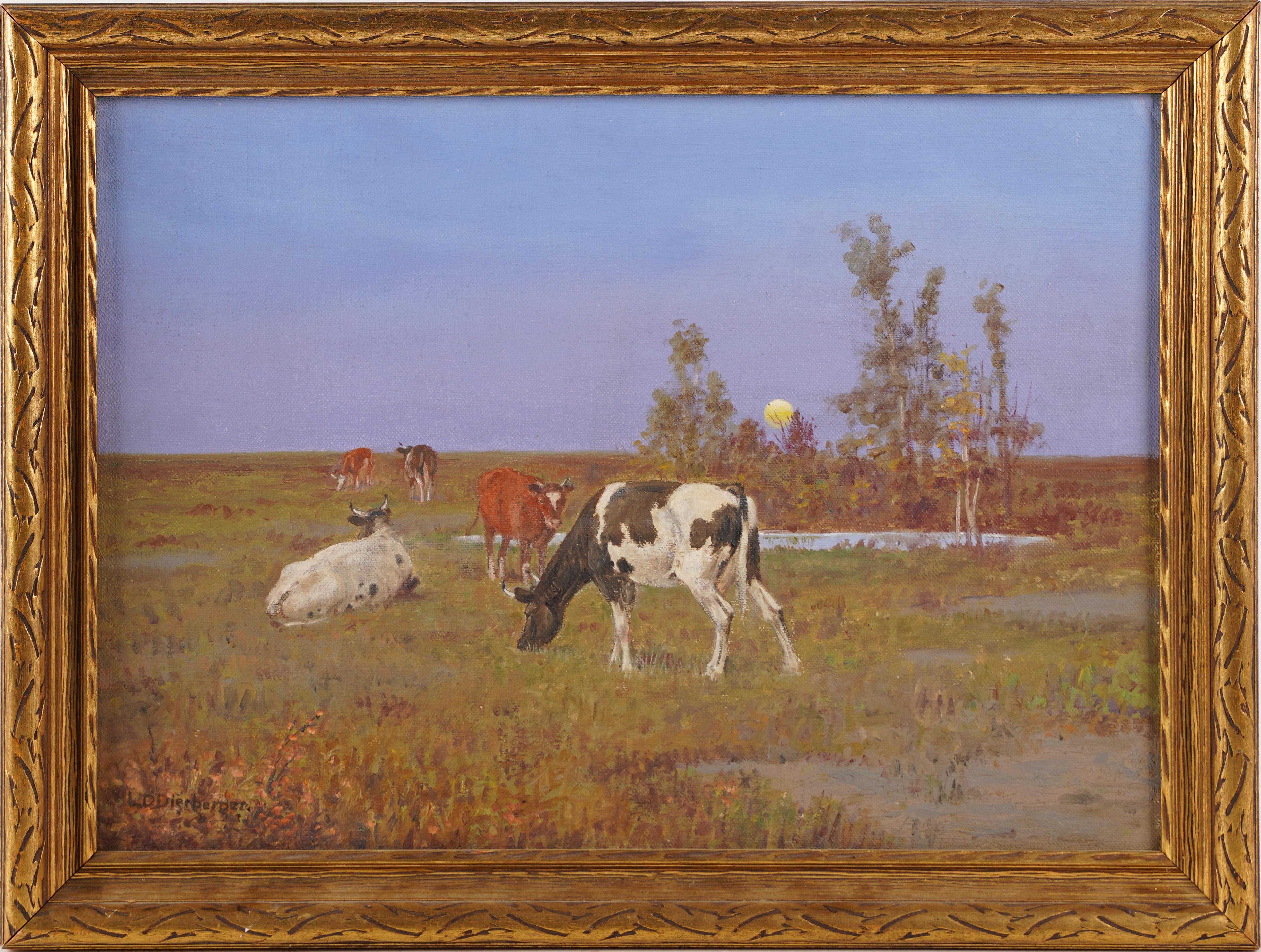 Franz Marx - Antique Impressionist Park View Oil Painting With Horses ...