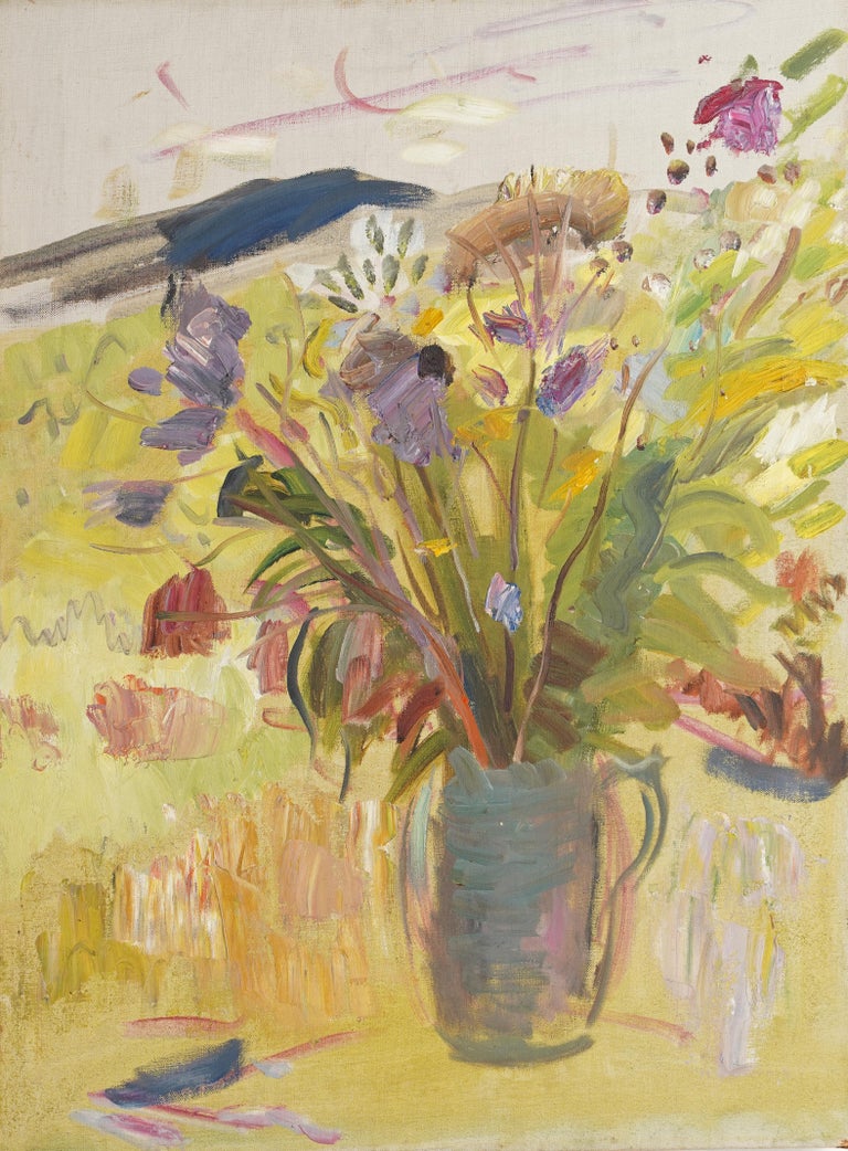 Unknown - Antique American Sparse Modern Expressionist Flower Still ...