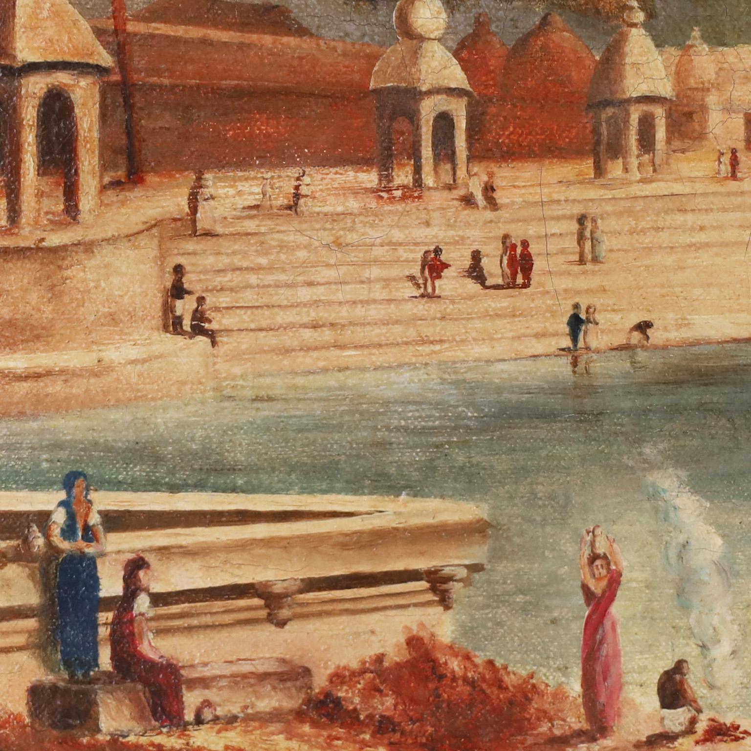 Unknown - Antique British Colonial Oil Painting on Canvas of an Indian ...