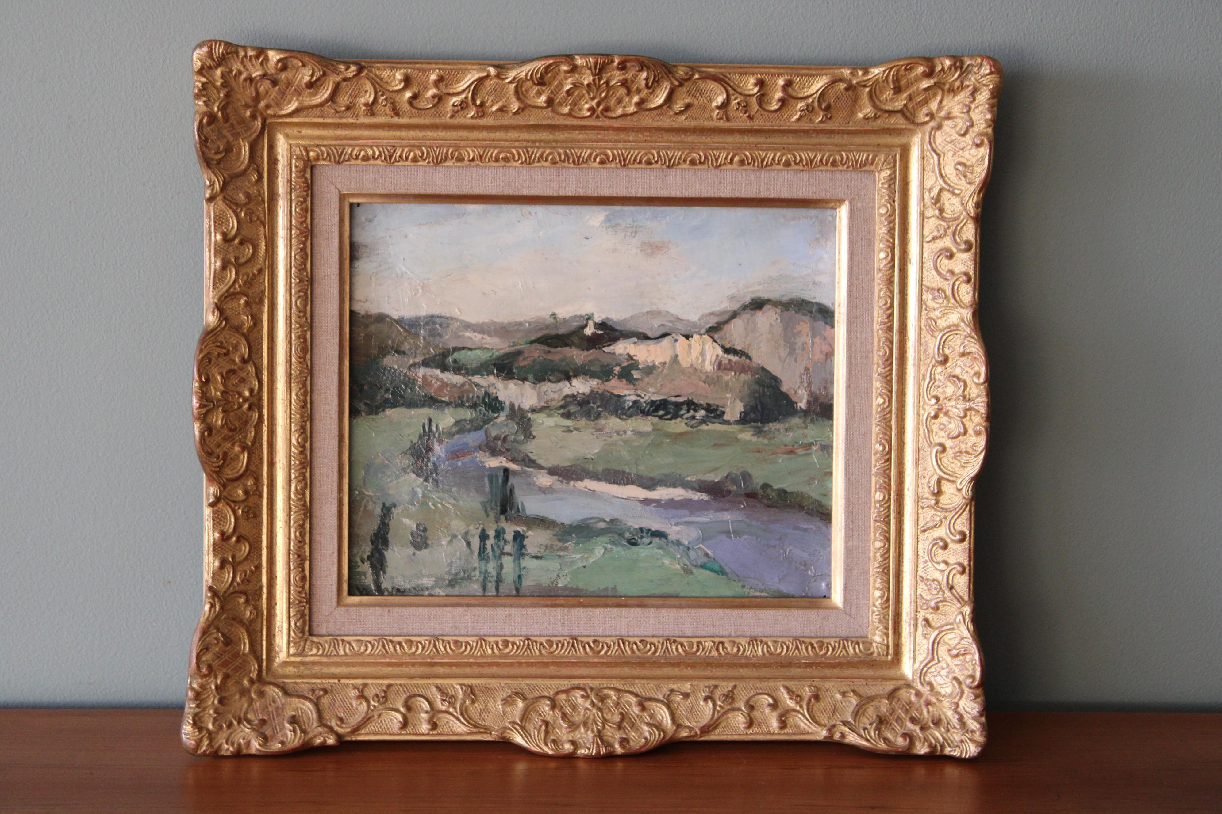 Unknown - Antique French Landscape/riverscape, signed post ...