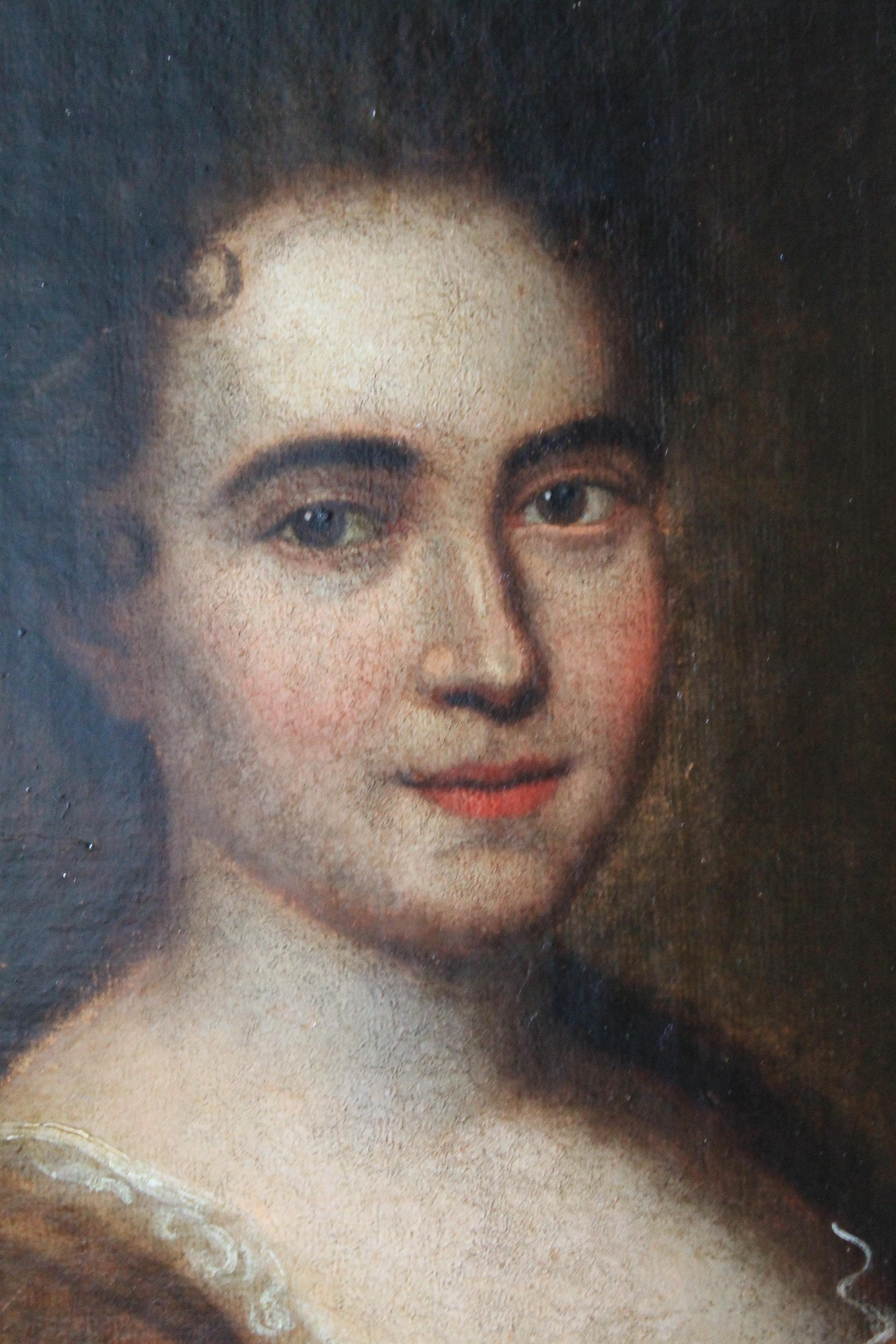 Unknown - Antique oil painting, 19th century French portrait of a woman ...