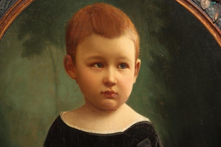 Unknown - Antique Oil Painting. Child Portrait with Ornate Frame. For ...