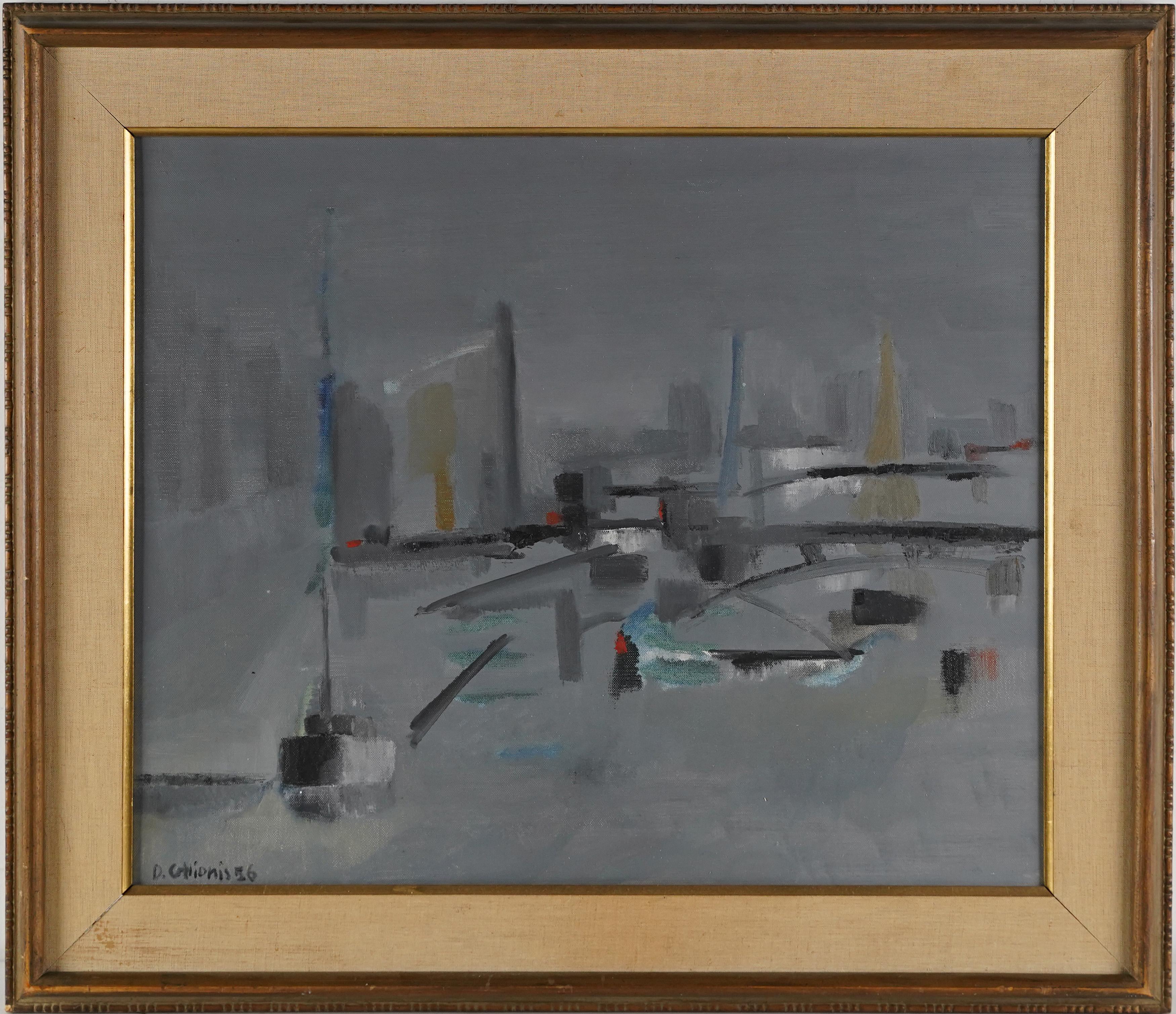 Unknown - Antique American School Abstract Beach Landscape Original ...