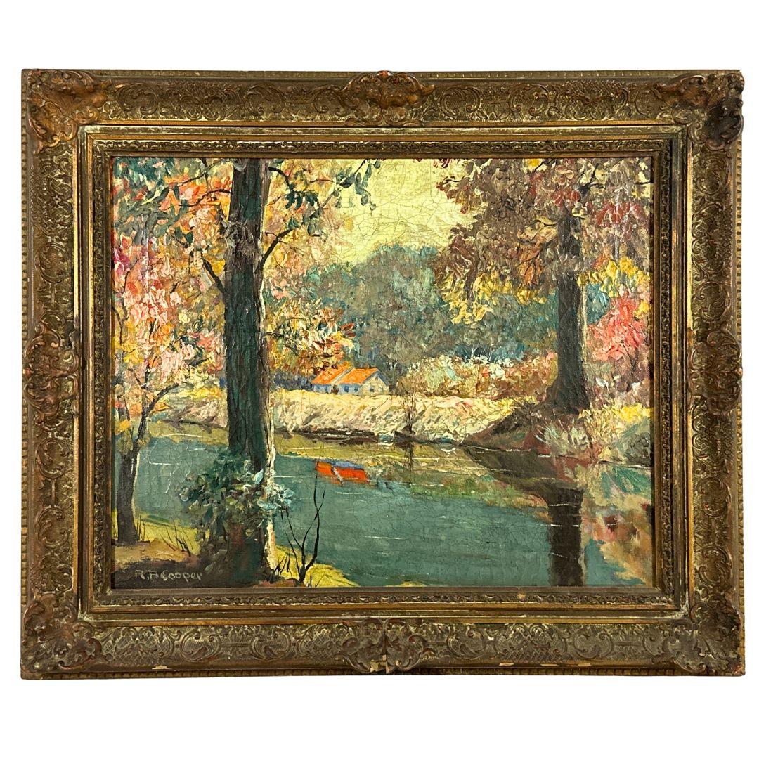 Unknown - Autumnal Splendor 19th Century Landscape Oil Painting on ...