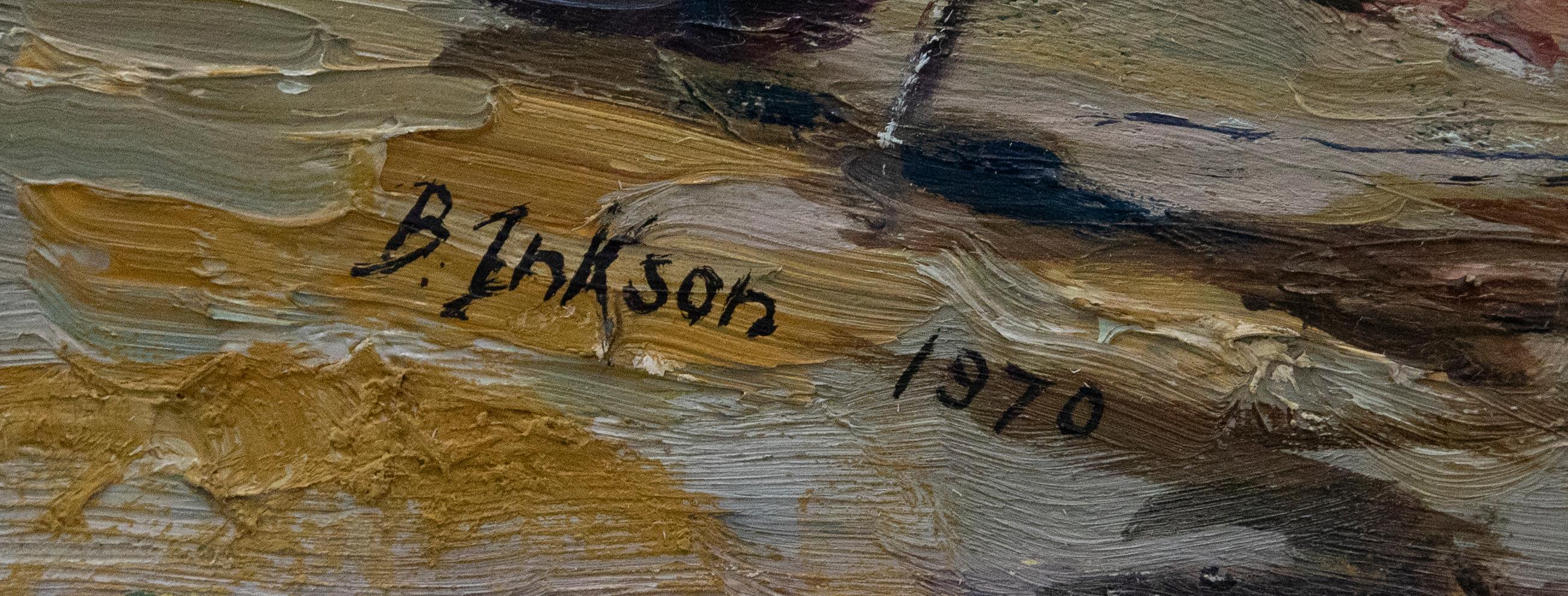 Unknown - B. Inkson - 1970 Oil, Scottish Coastal Town at 1stDibs