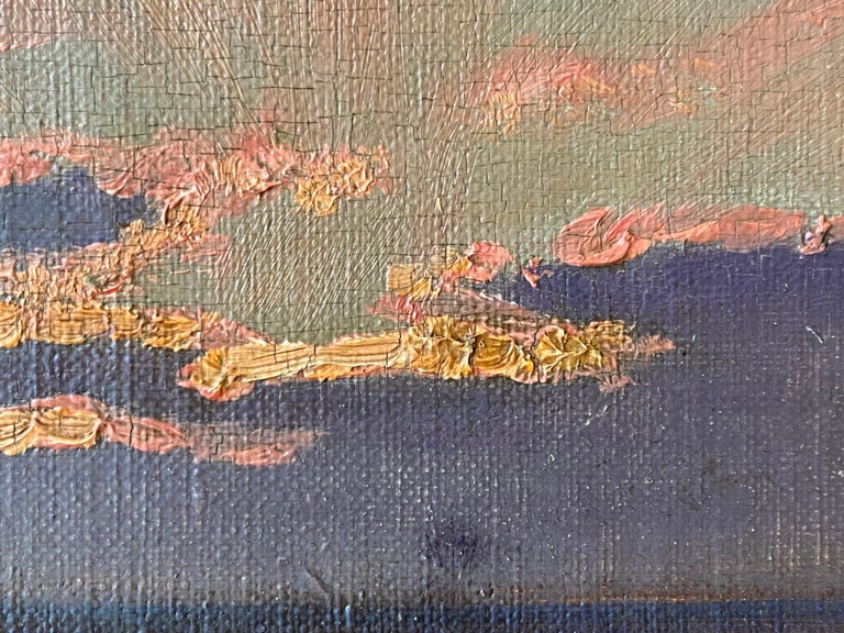 Unknown - Barbizon Style oil painting, Sunset over a river landscape ...