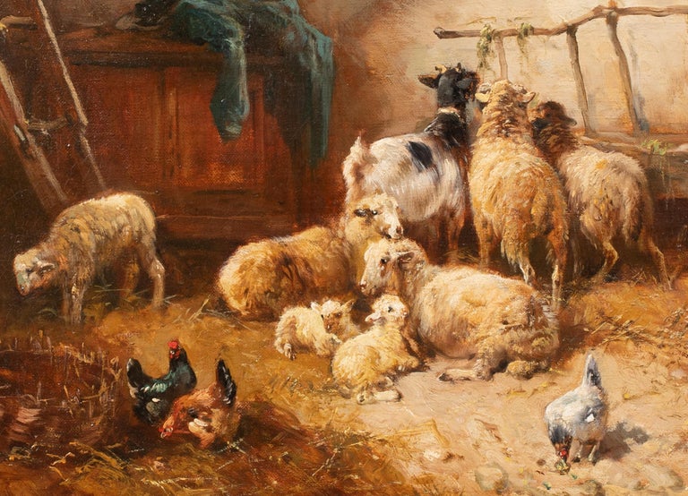 Unknown - Barn Interior With Sheep, Goats, and Chickens, 19th Century ...