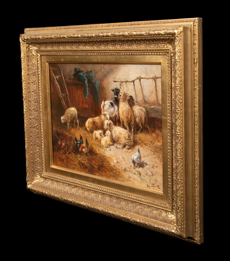 Unknown - Barn Interior With Sheep, Goats, and Chickens, 19th Century ...