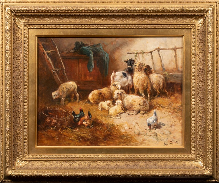 Unknown - Barn Interior With Sheep, Goats, and Chickens, 19th Century ...