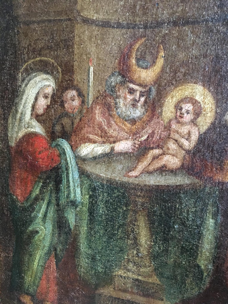 Unknown - Birth of Christ, Religious Triptych Antique Oil Painting For Sale at 1stDibs