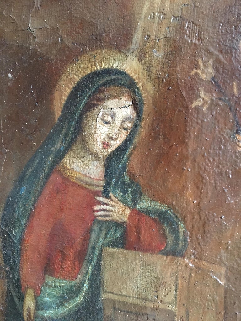 Unknown - Birth of Christ, Religious Triptych Antique Oil Painting For Sale at 1stDibs